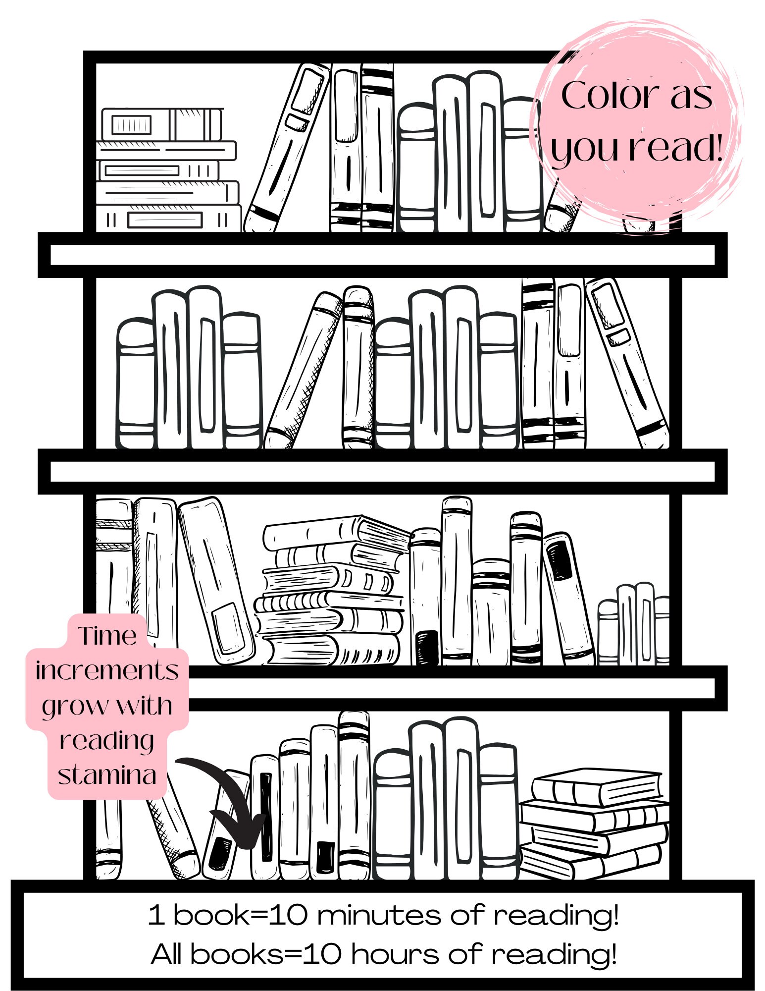 Printable Reading Reward Chart, Reading Tracker, Coloring Page for ...