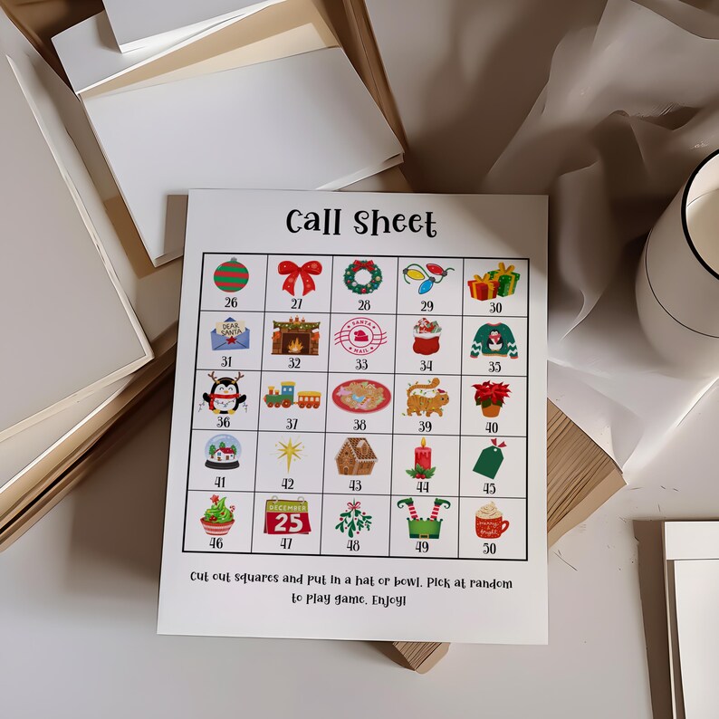 Christmas Bingo Game for Kids, Printable Christmas Game, Christmas ...