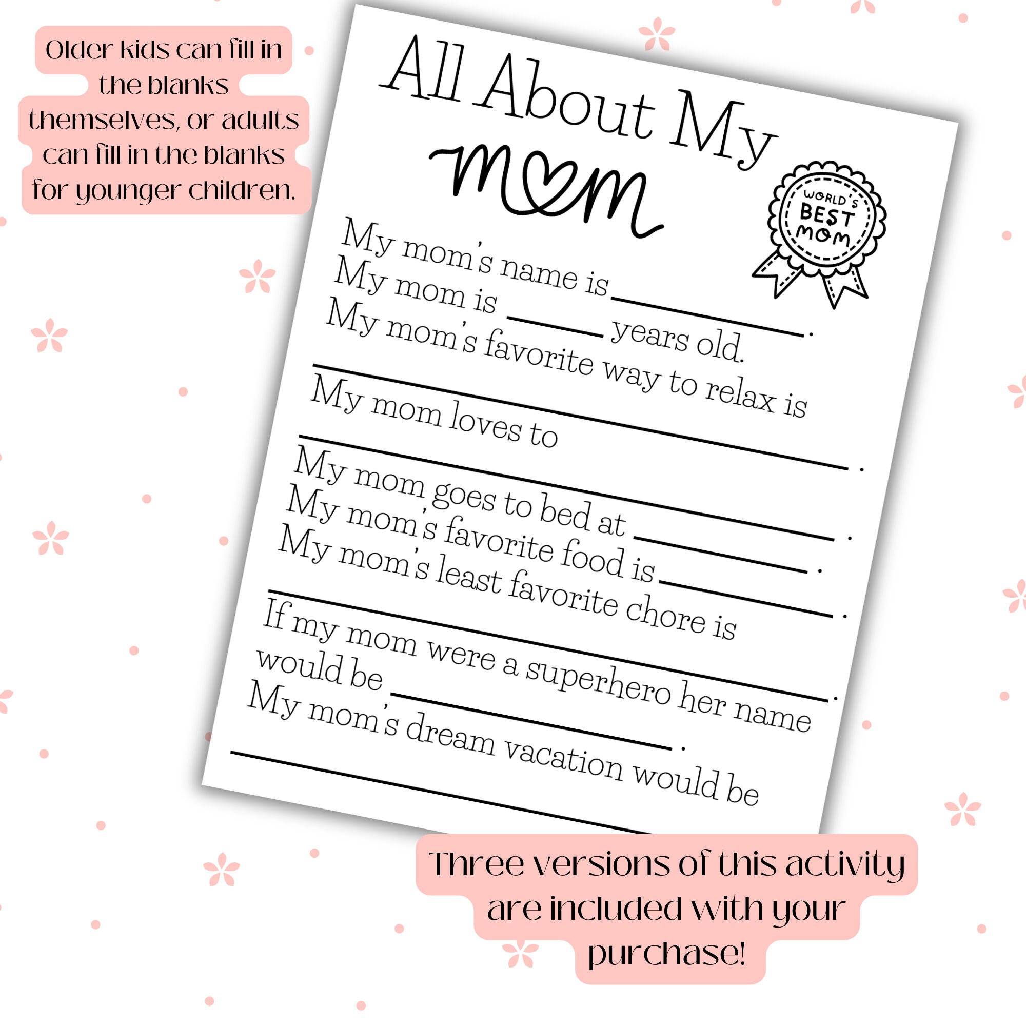 Mother's Day Activity Bundle, Gifts for Mom From Child, Mom's Birthday ...