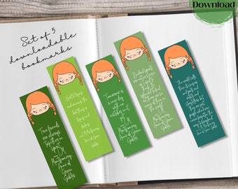 Anne of Green Gables Bookmark Printable, Book Lover Gifts for Readers ...