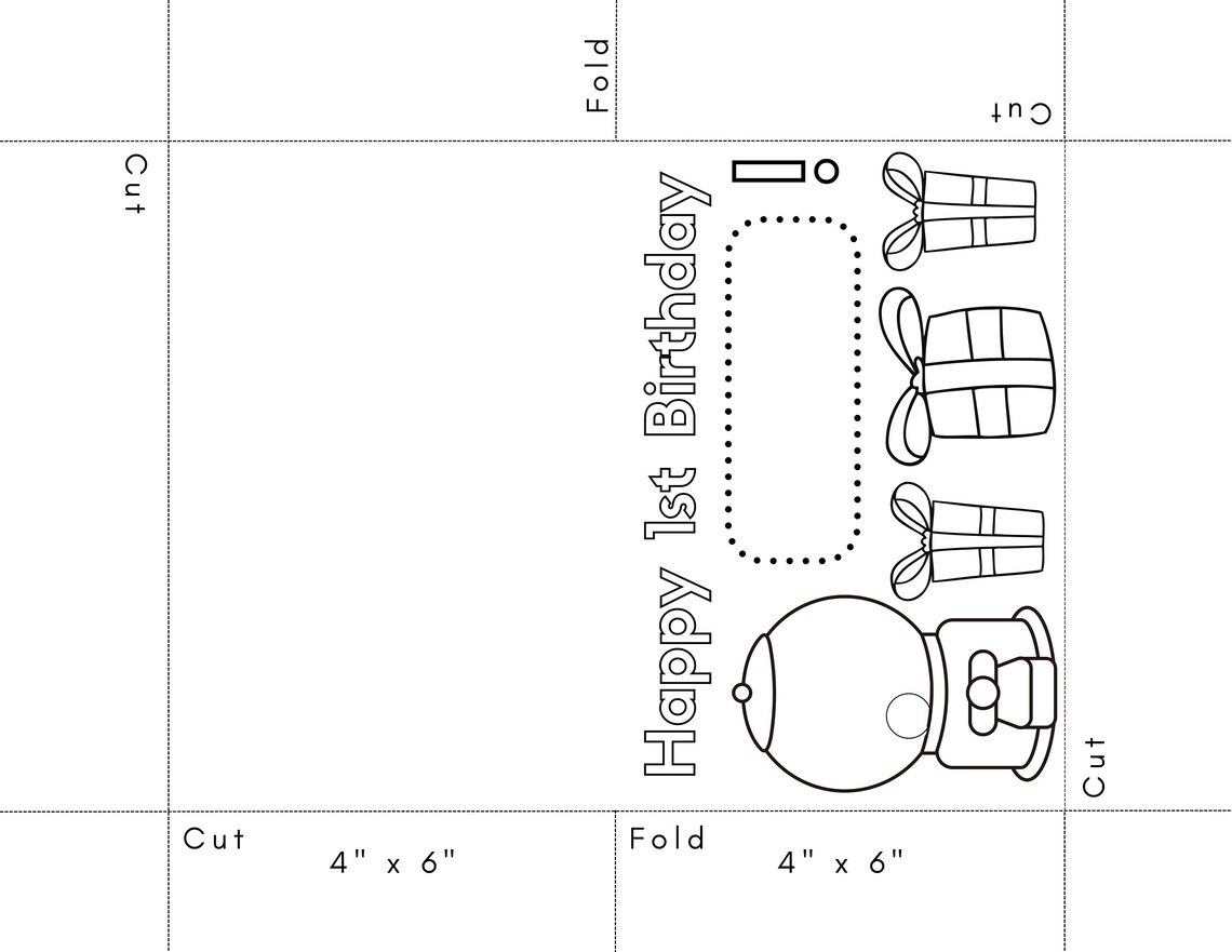 Printable Children's Birthday Card With Color Your Own Pages, Happy ...