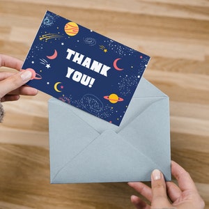 Printable Thank You Card, Outer Space Theme, Kids Thank You Card, Kids ...