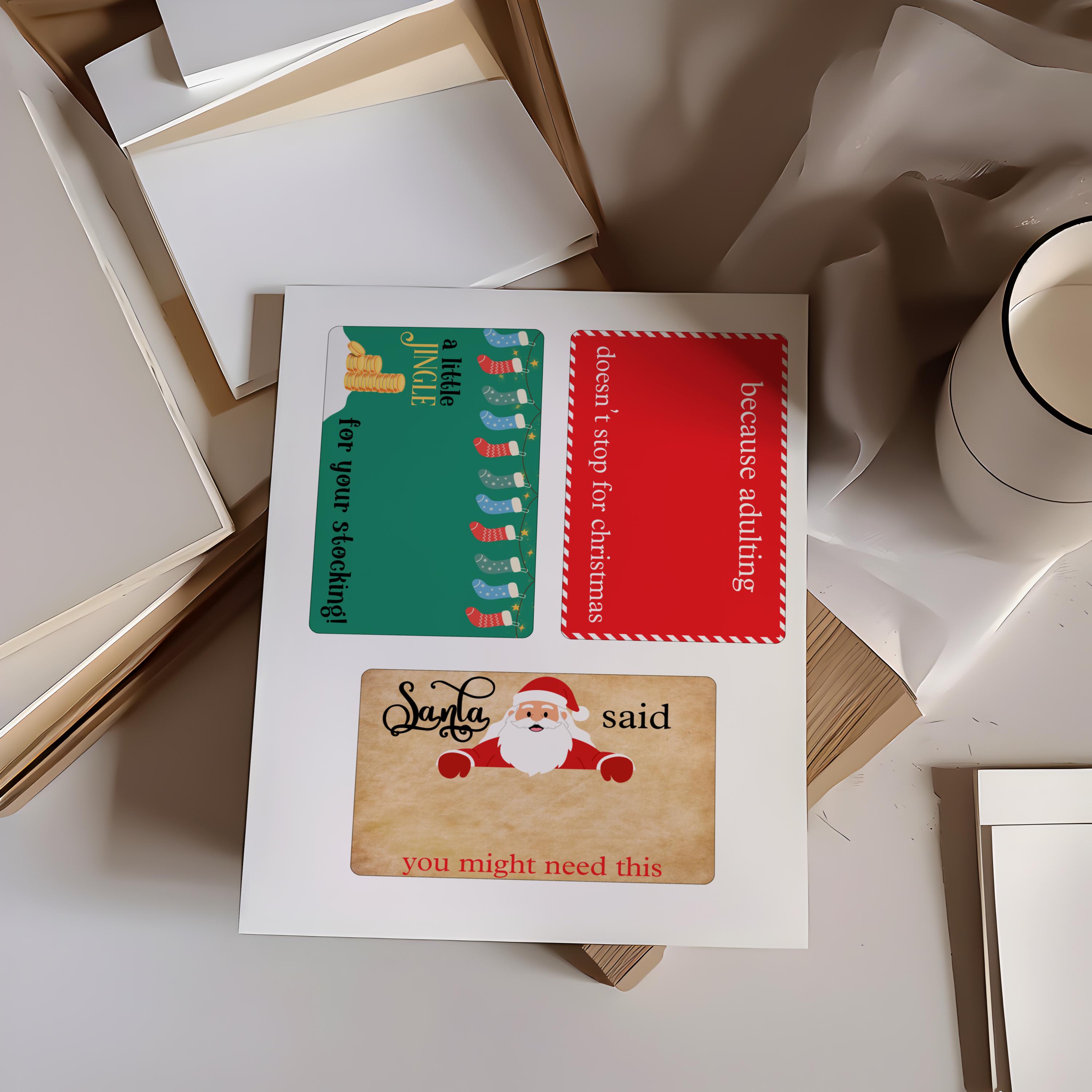 Christmas Money Holder Cards – DIY Printable Cash Gift Cards, Holiday ...