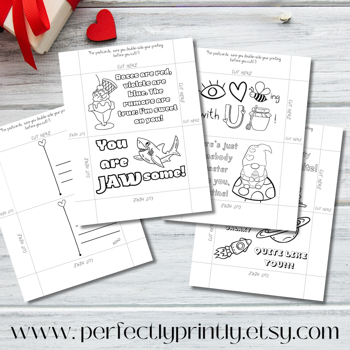 Printable Valentine Coloring Postcards, Valentine Postcards for Kids ...