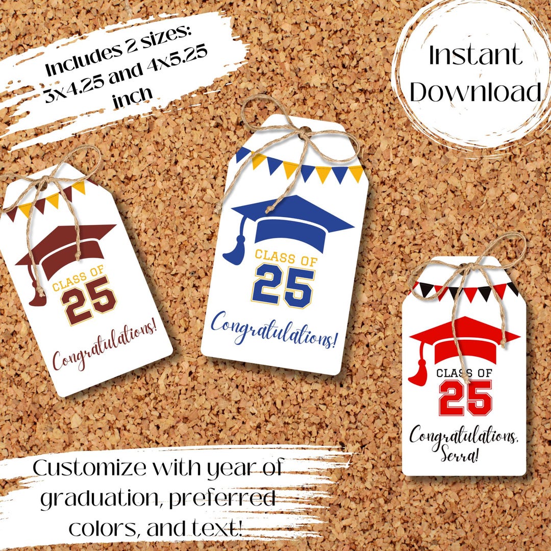 Personalized Graduation Gift Tags - Custom Class of 2025 Favor Tags ...
