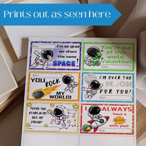 Printable Outer Space Themed Astronaut Valentine Cards for Kids ...
