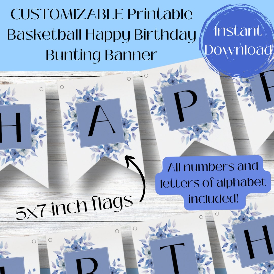 Printable Personalized Floral Banner, All Letters and Numbers Included ...