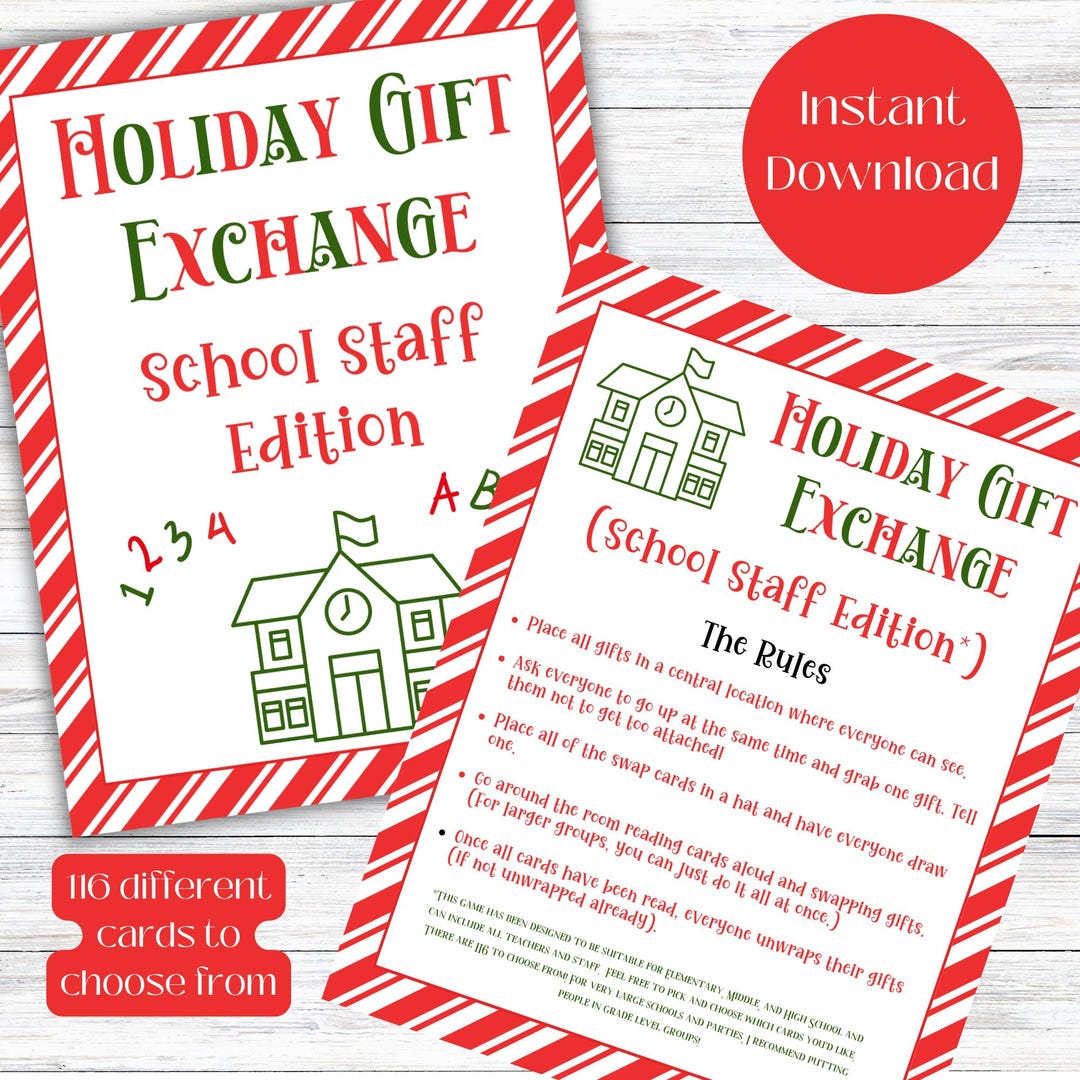 Christmas Gift Exchange Printable, Gift Swap for Teachers and School ...