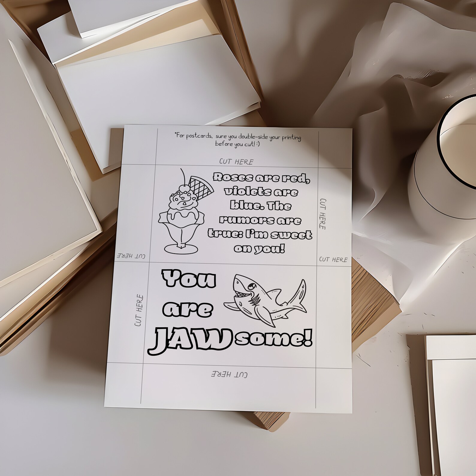 Printable Valentine Coloring Postcards, Valentine Postcards for Kids ...