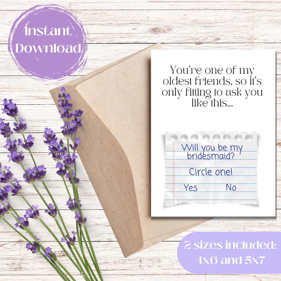 Printable Bridesmaid Proposal Card, Best Friend Bridesmaid, Wedding ...
