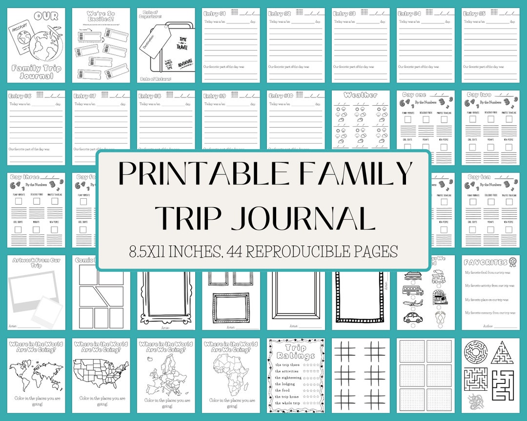 Family Trip Journal, Printable Travel Diary for Family, Children's ...