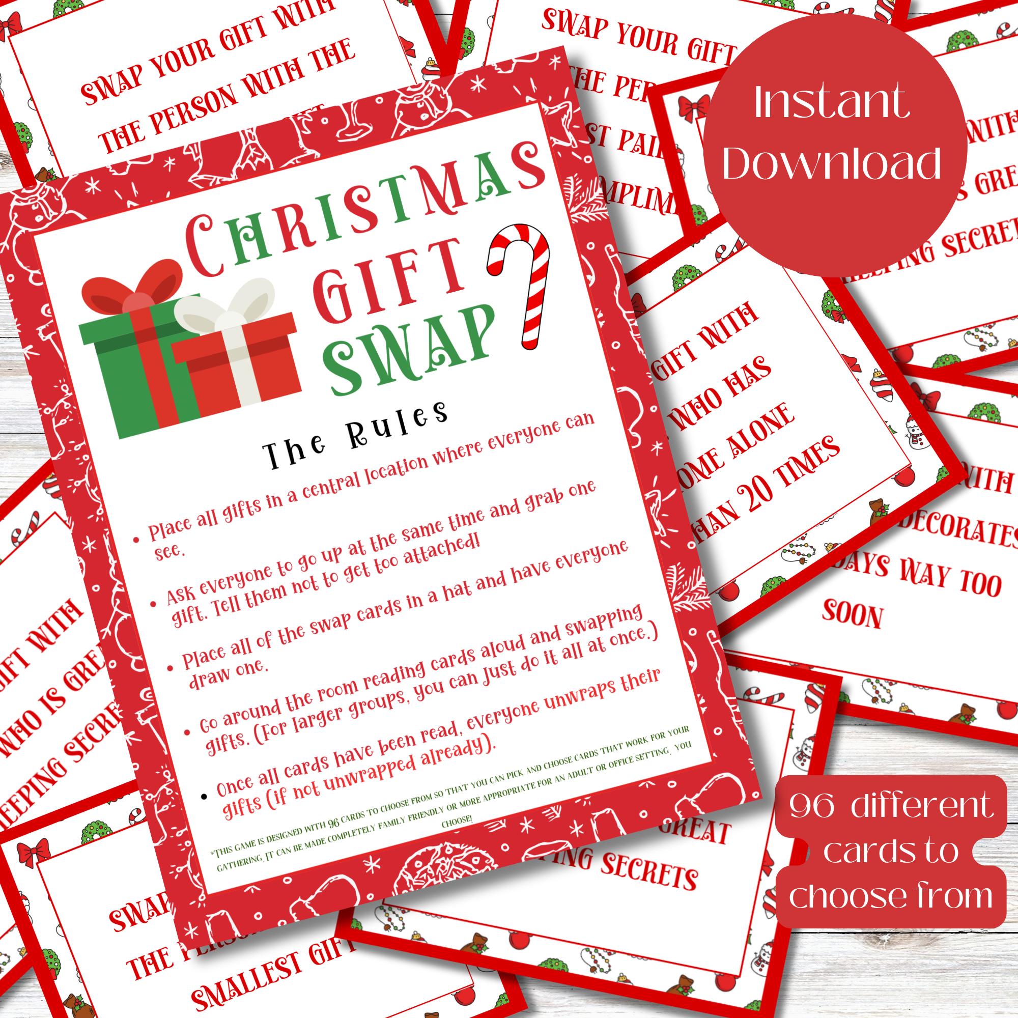 Christmas Gift Exchange Game Cards, Holiday Party Swap Game, Gift Swap ...