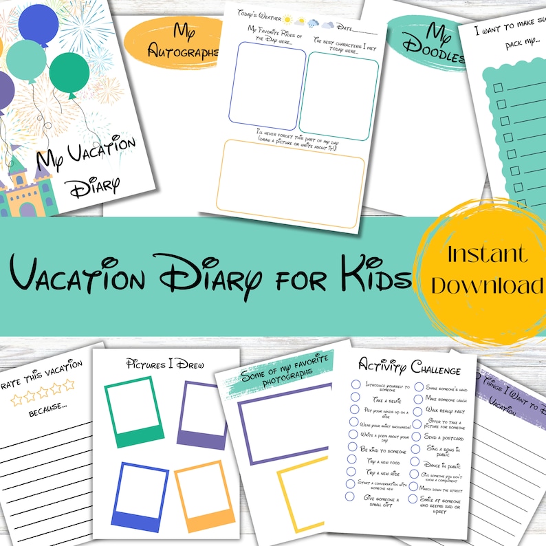 Kids Travel Journal Printable, Vacation Diary (PDF) - Etsy