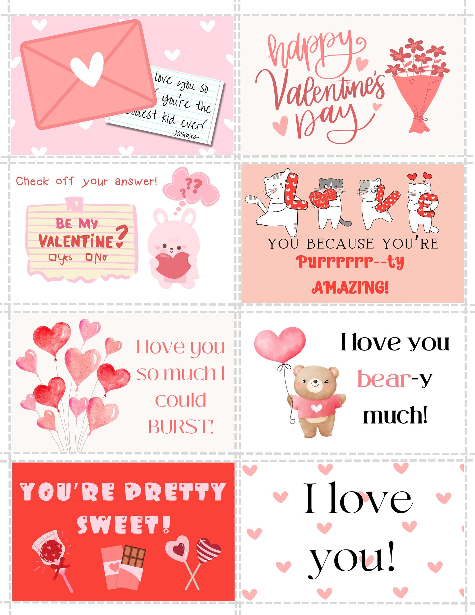 Printable Lunchbox Notes for Kids, Valentine Lunchbox Notes for ...