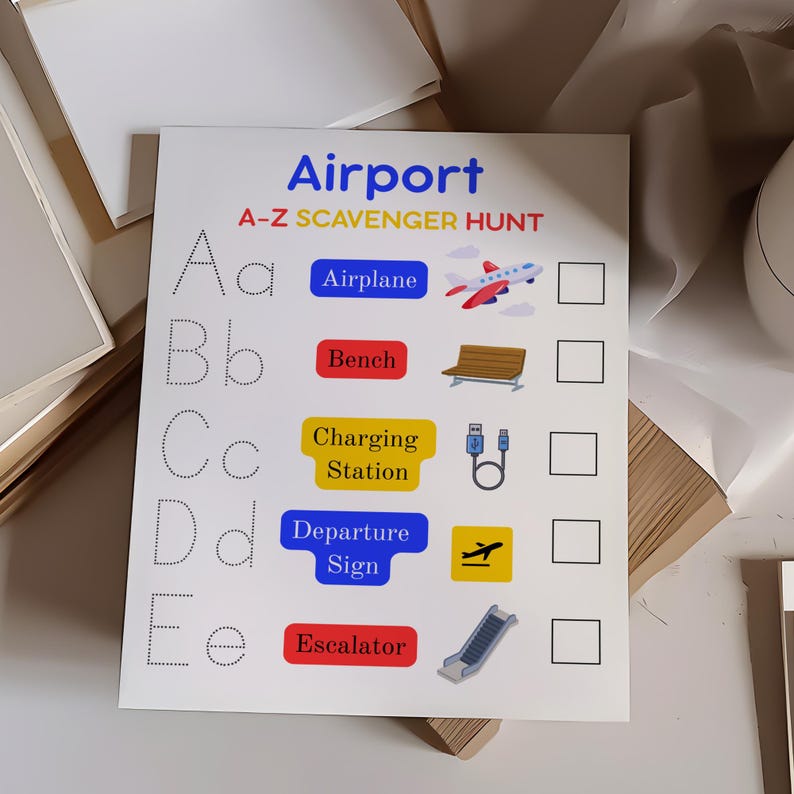 Printable Airport Layover Scavenger Hunt for Kids, Travel Games for ...