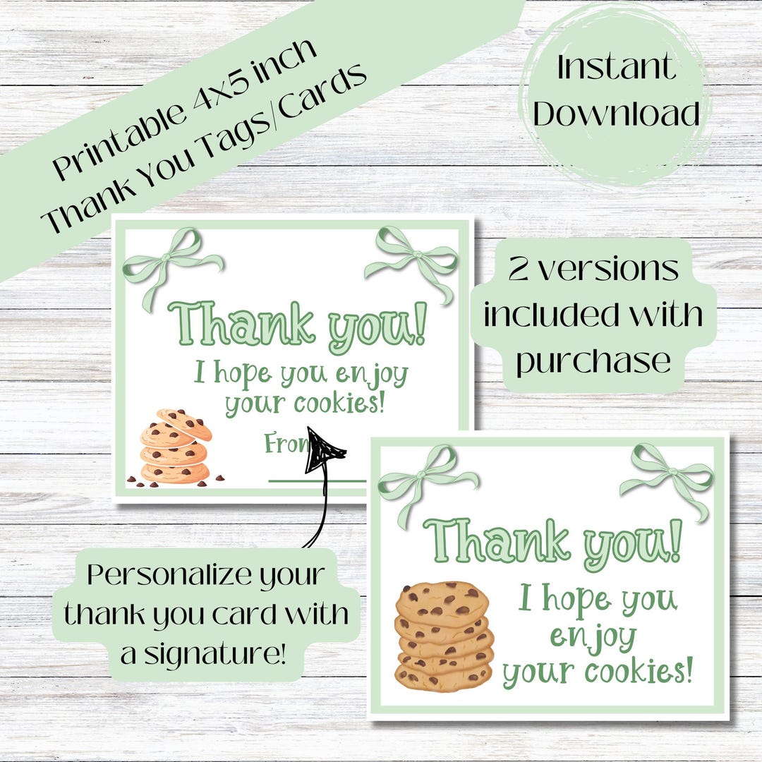 Girl Scout Cookie Thank You Card Note Printable – Green Bow Coquette ...