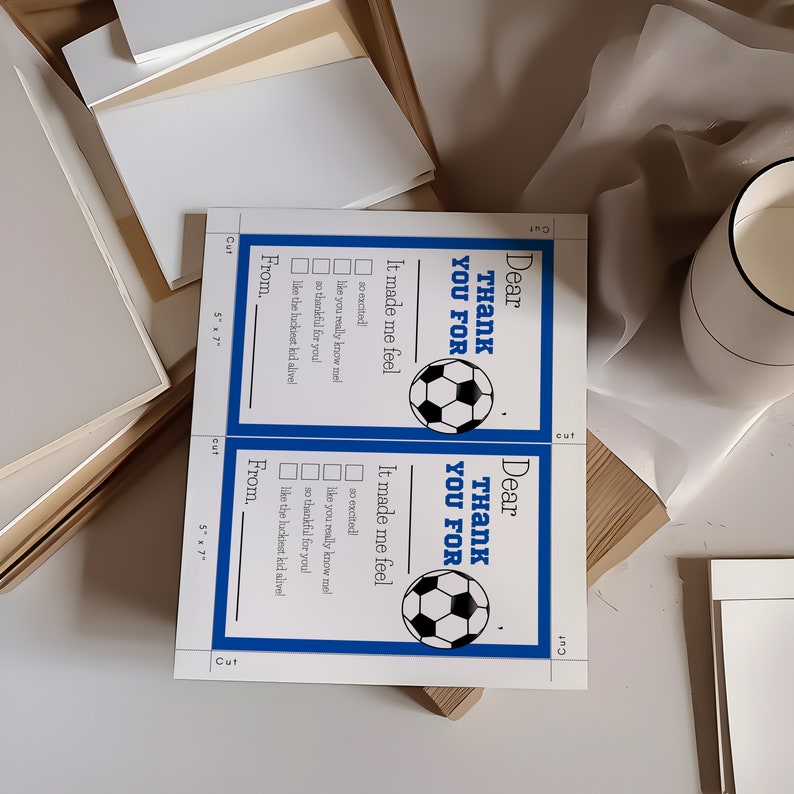 Printable Soccer Kids Thank You Notecard, Fill in the Blank Thank You ...
