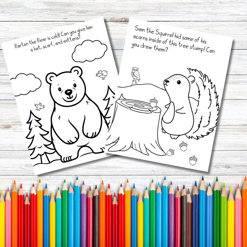 Printable Woodland Animal Coloring Pages, Woodland Animal Coloring Book ...