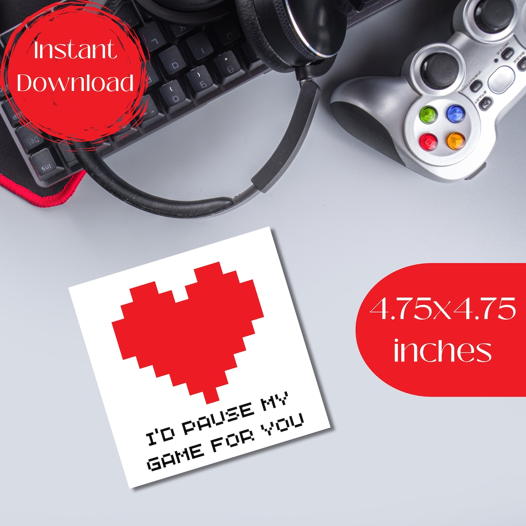 Printable Gamer Heart Greeting Card, Printable Valentine, Wedding Cards ...