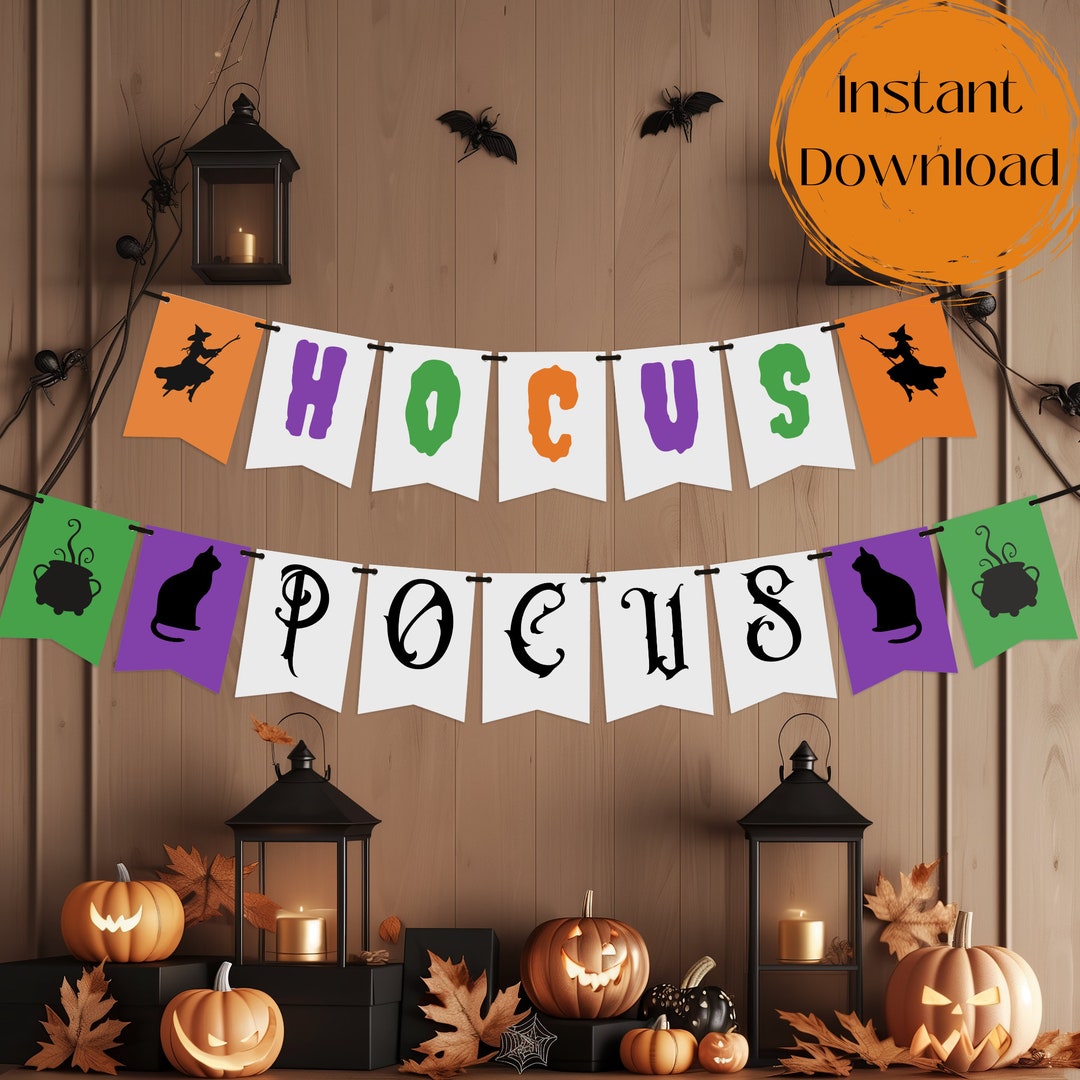 Printable Hocus Pocus Halloween Banner, Halloween Party Banner, Hocus ...