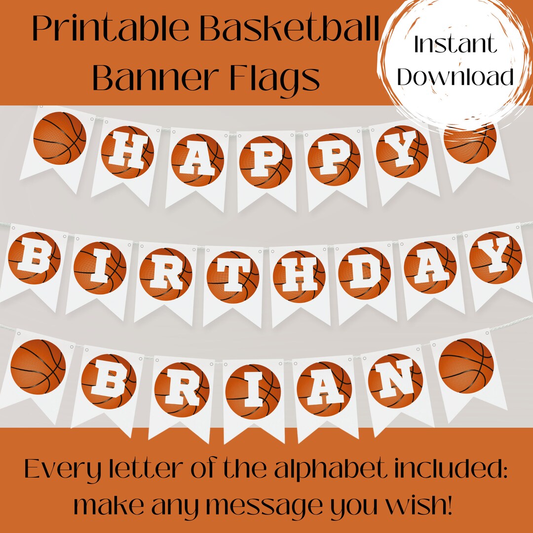 Printable Personalized Basketball Banner, All Letters and Numbers ...