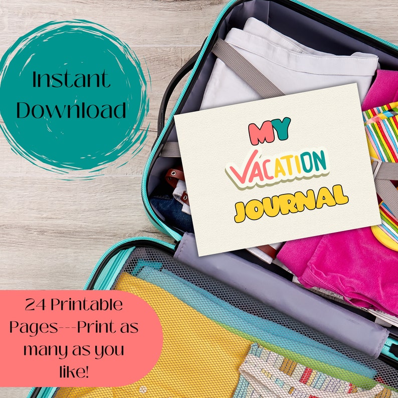 Printable Kids Travel Vacation Journal, Travel Diary, Travel Journal ...