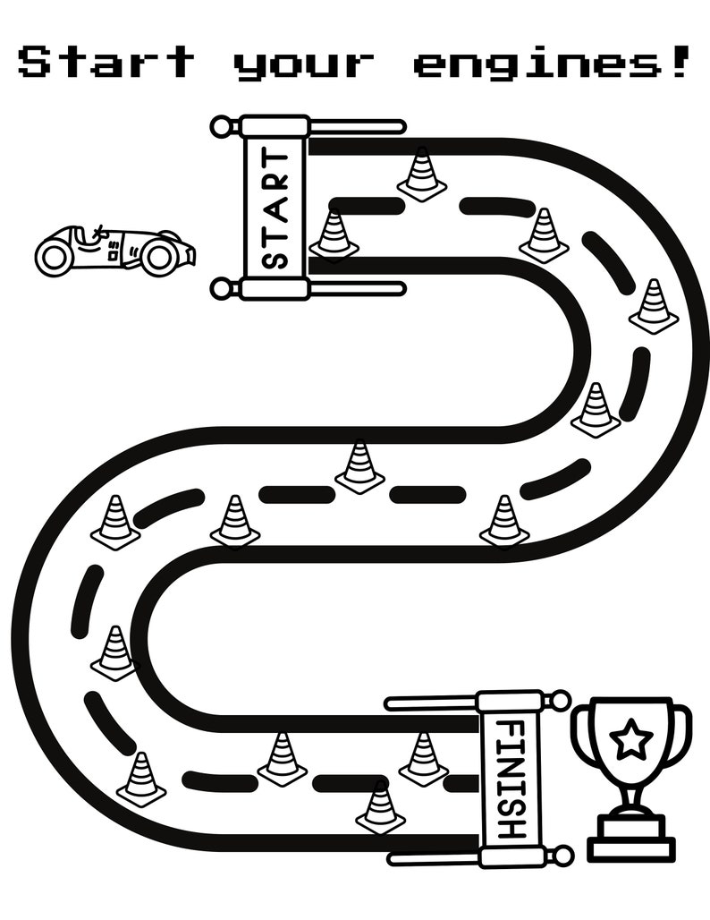 Racecar Kids Incentive Chart, Printable Behavior Reward, Coloring Page ...