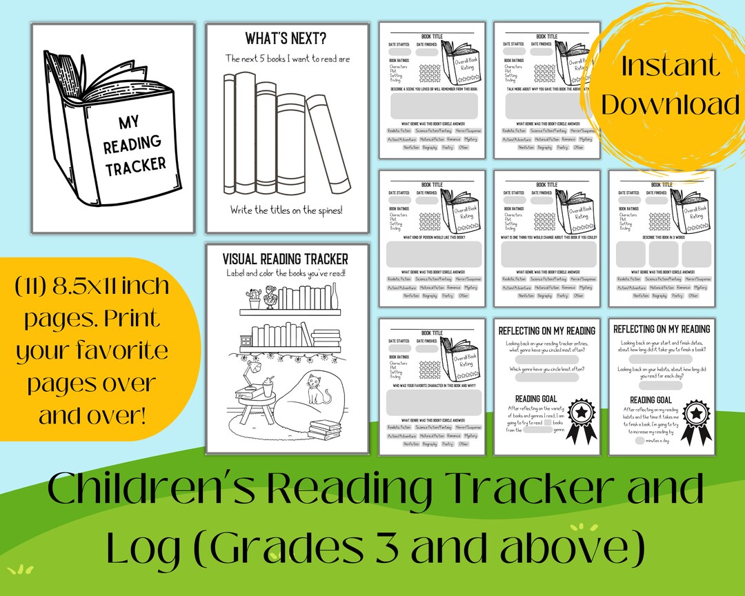 Printable Kids Reading Tracker, Kids Reading Journal, Kids Reading Log ...