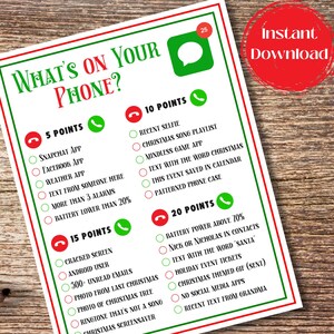 Christmas What's on Your Phone Party Game, Office Party Christmas Games ...