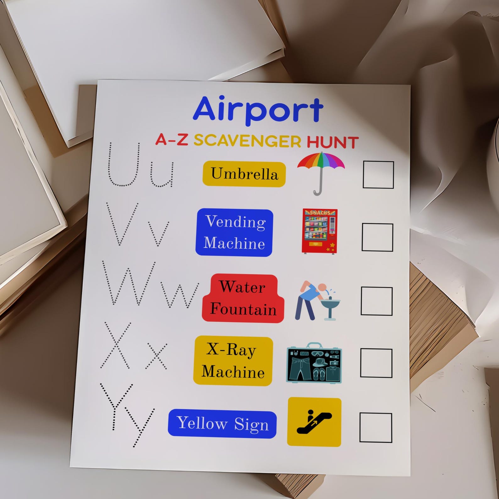 Printable Airport Layover Scavenger Hunt for Kids, Travel Games for ...