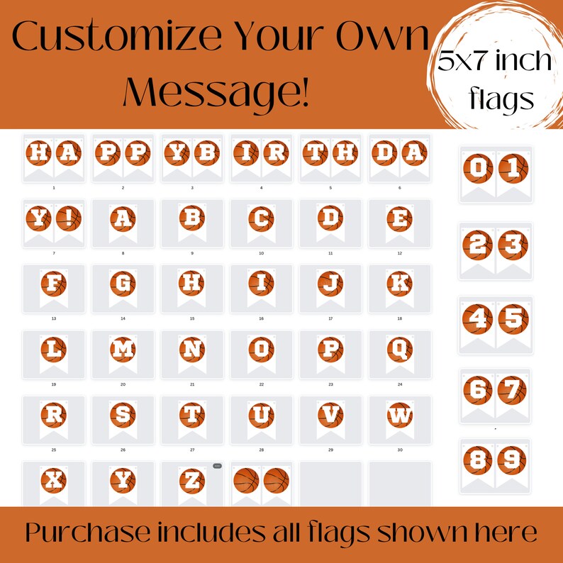 Printable Personalized Basketball Banner, All Letters and Numbers ...