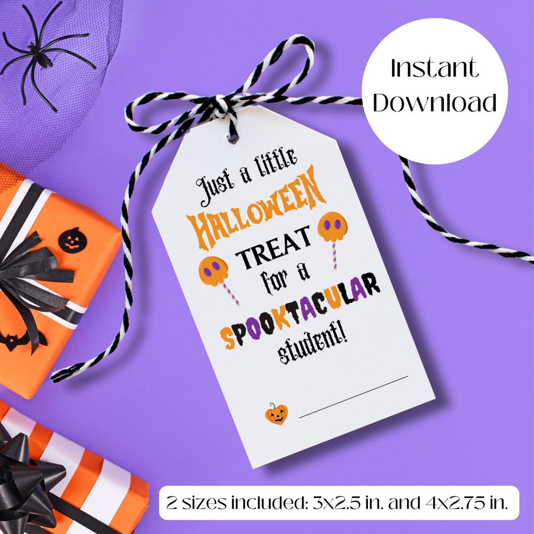 Halloween Gift Tag for Students, Printable Halloween Tag From Teacher ...