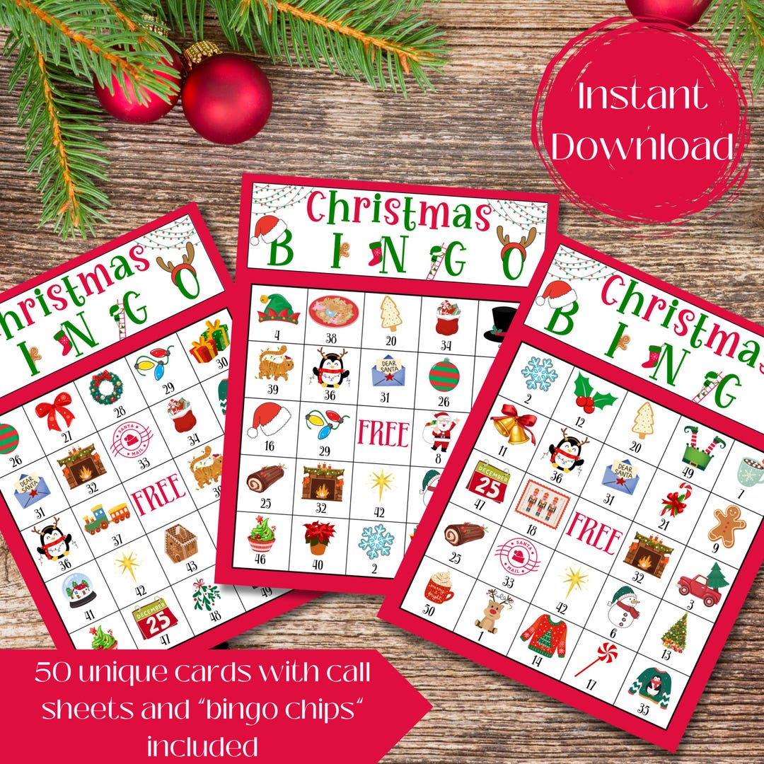 Christmas Bingo Game, Printable Christmas Game, Christmas Number Bingo ...