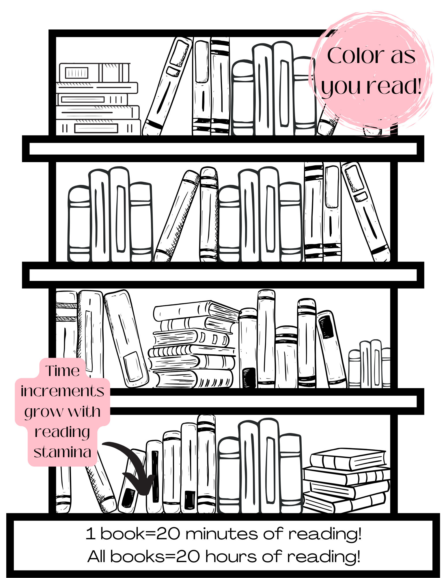 Printable Reading Reward Chart, Reading Tracker, Coloring Page for ...