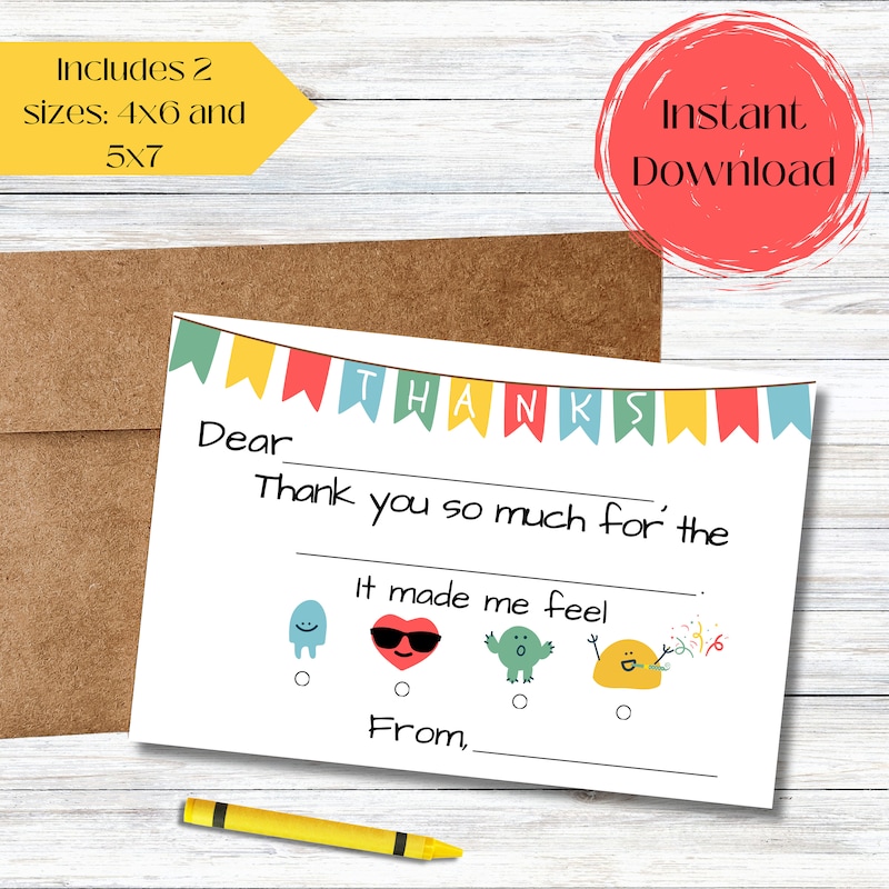 Emoji Thank You Card - Etsy
