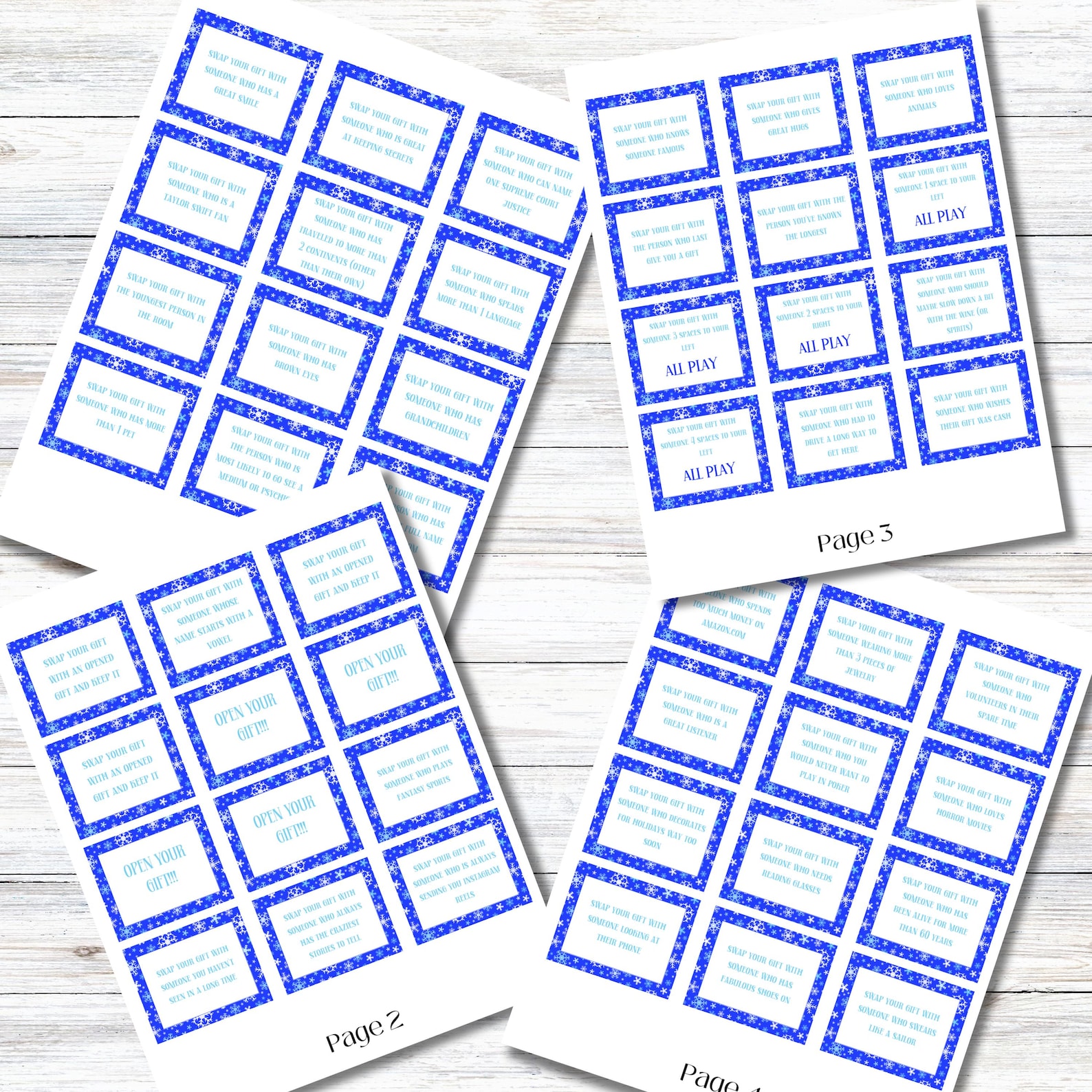 Christmas Gift Exchange Card Game Printable, Holiday Party Swap Game ...