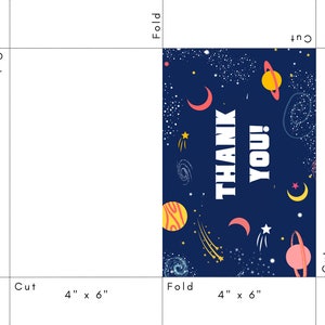 Printable Thank You Card, Outer Space Theme, Kids Thank You Card, Kids ...