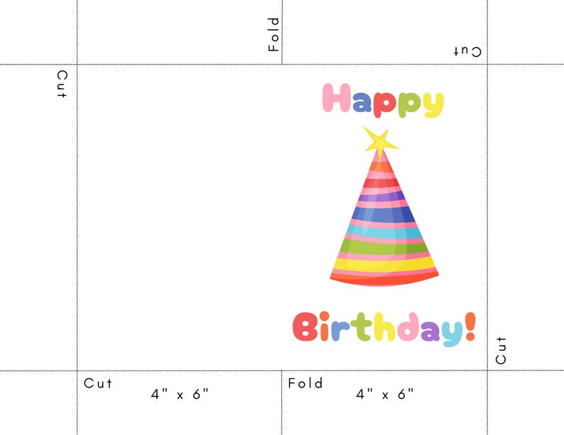 Printable Kids Birthday Card, Colorful Simple Kids Downloadable ...