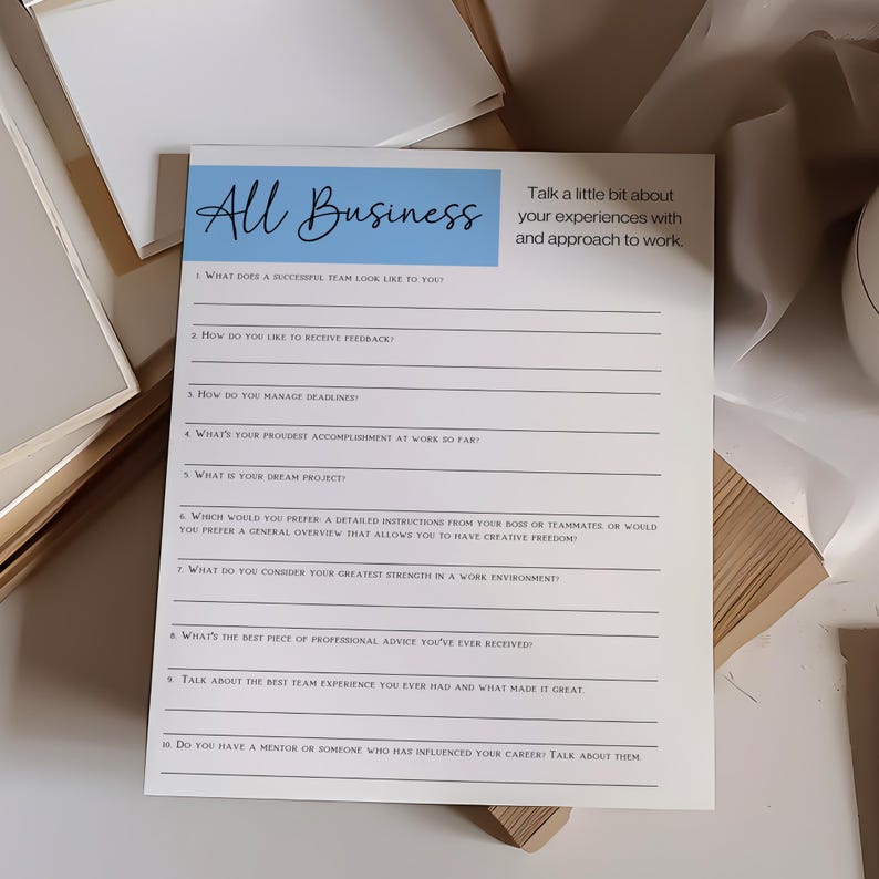 Team Building Get to Know Your Staff Questionnaire, Printable Ice ...