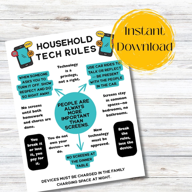 Family Tech Rules Contract: Printable Technology Agreement for Kids ...
