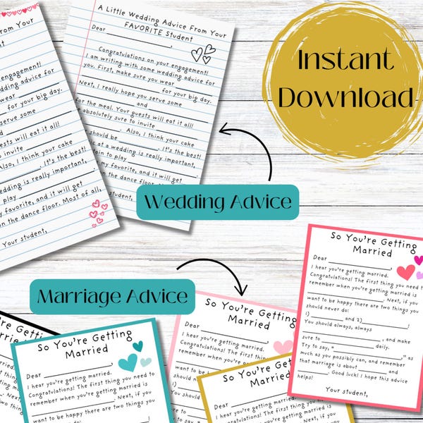 Wedding Advice Cards - Etsy