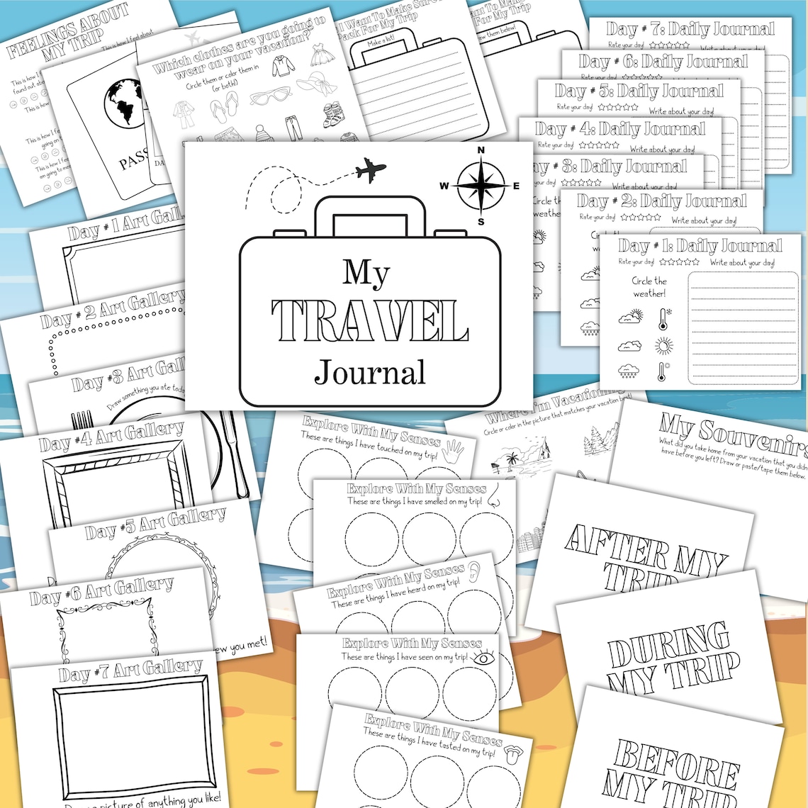 Printable Kids Travel Journal, Travel Diary, Travel Journal Printable ...
