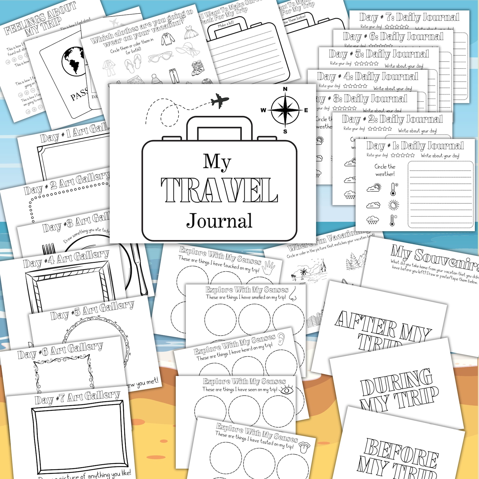 Printable Kids Travel Journal, Travel Diary, Travel Journal Printable ...