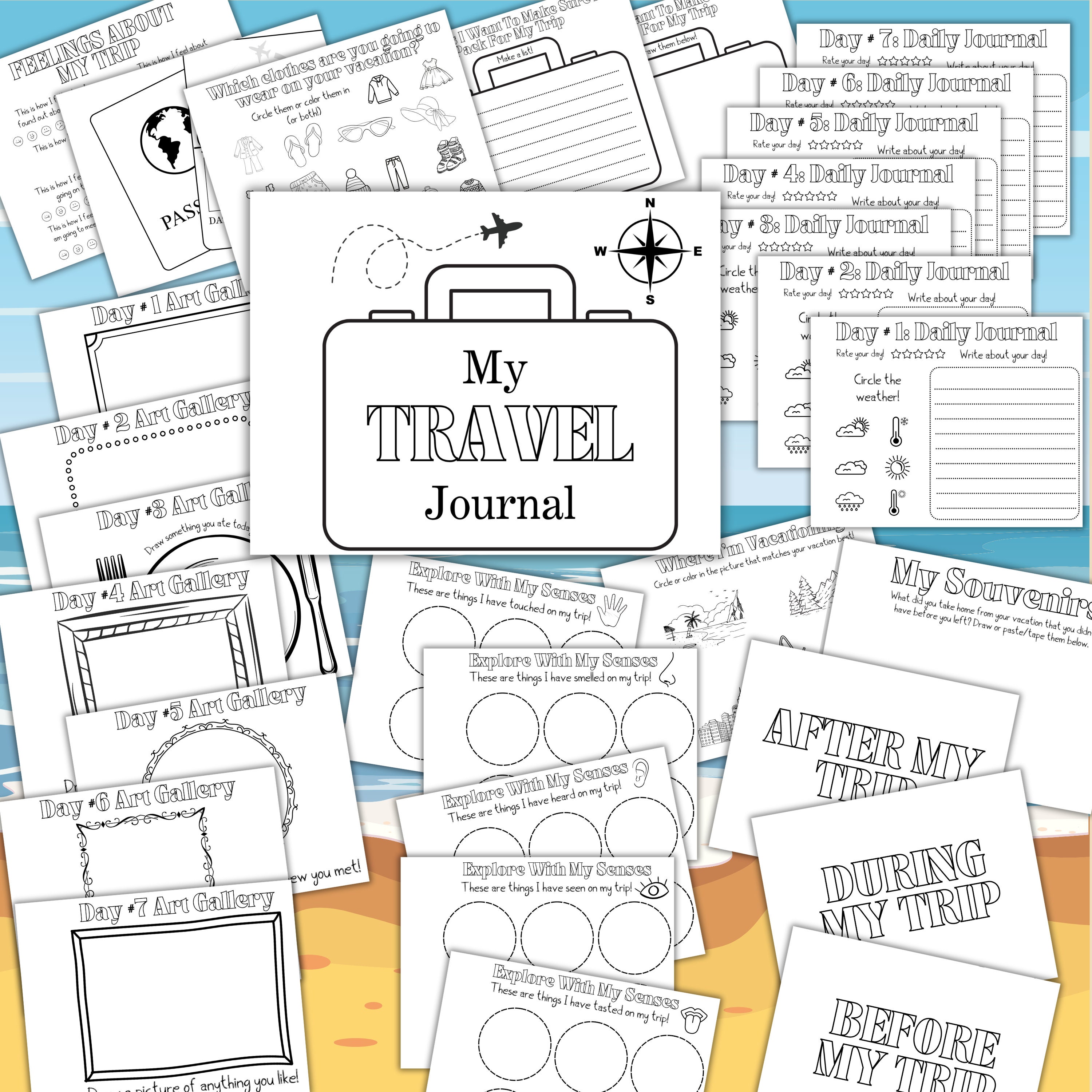 Printable Kids Travel Journal, Travel Diary, Travel Journal Printable ...