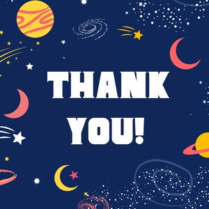Printable Thank You Card, Outer Space Theme, Kids Thank You Card, Kids ...