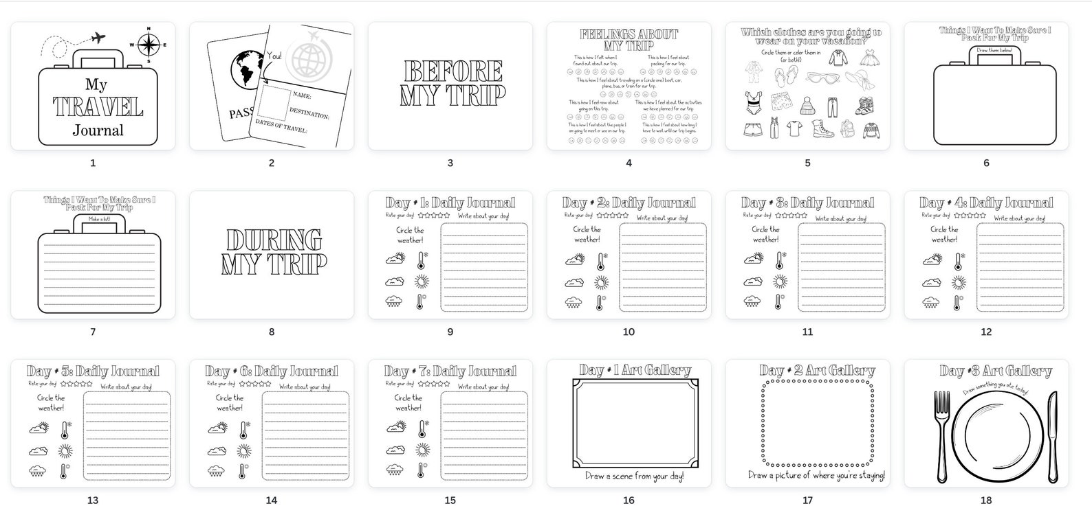 Printable Kids Travel Journal, Travel Diary, Travel Journal Printable ...