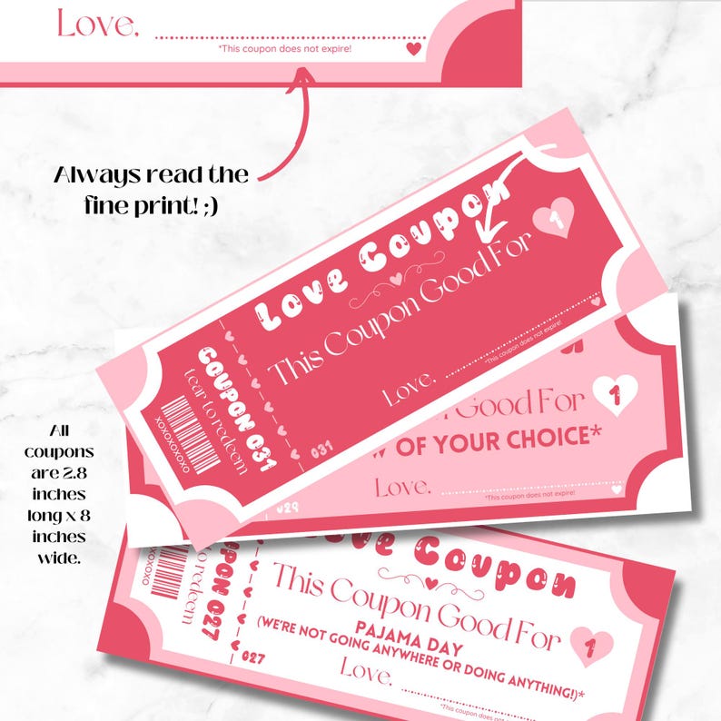 Printable Valentines Love Coupons, Love Coupon Book for Anniversary or ...