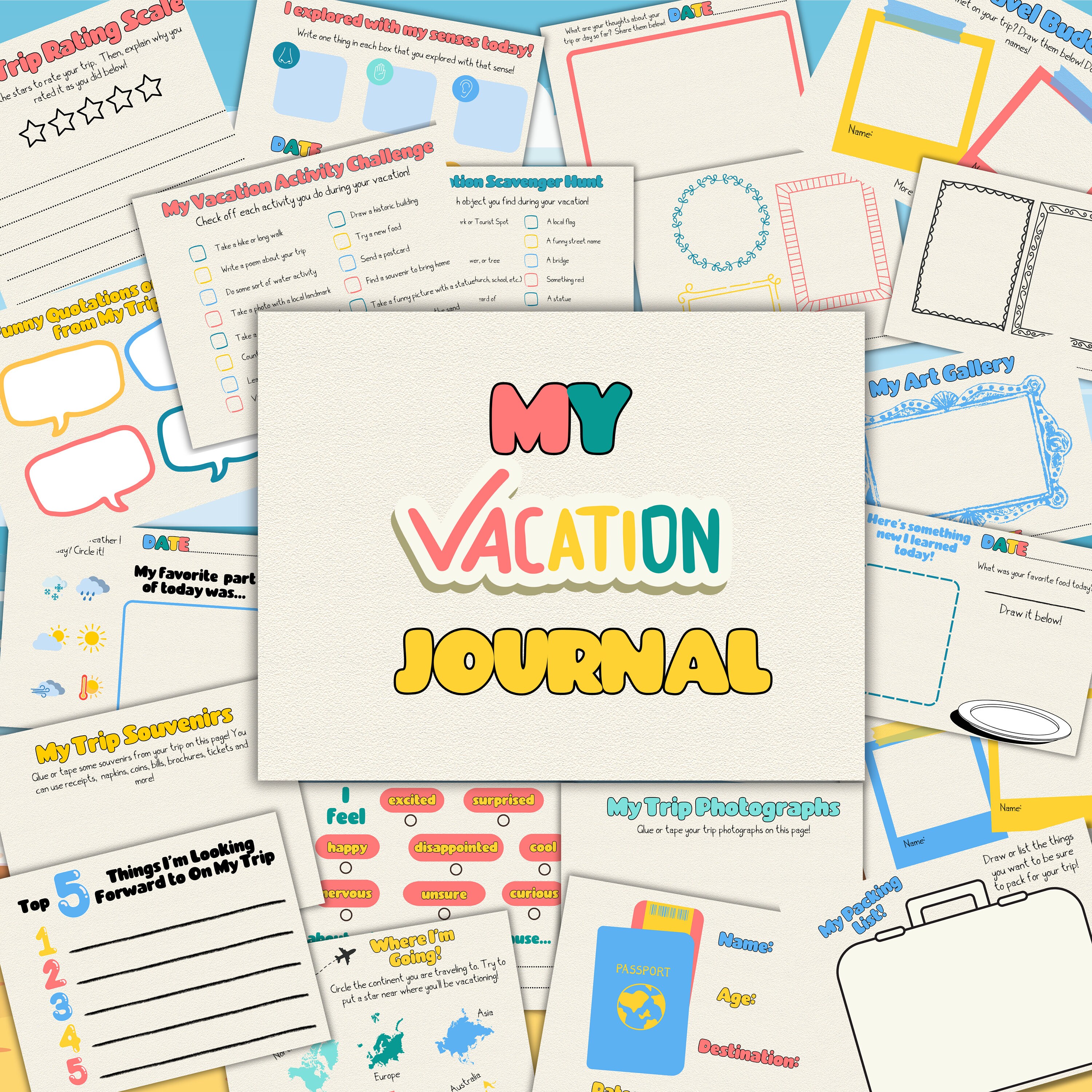 Printable Kids Travel Vacation Journal, Travel Diary, Travel Journal ...