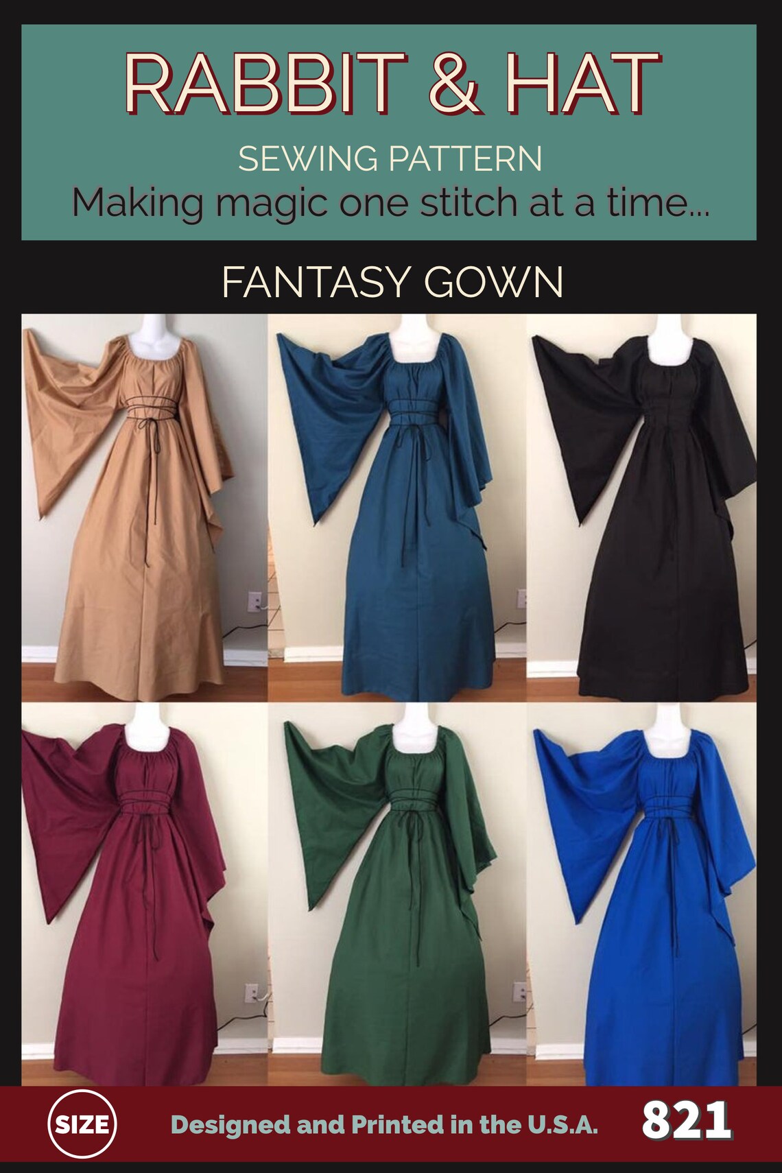 PDF Size 5X Dagget Sleeve Fantasy Chemise Gown With Rope Tie Belt 821 ...