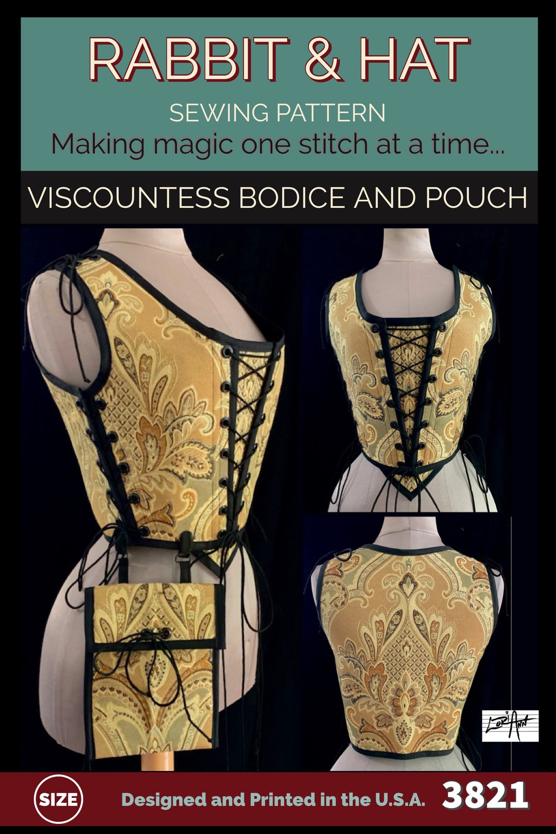 PDF Size 4X Viscountess Medieval Bodice With Stomacher Panel and Pouch ...